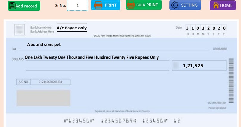 Cheque printing software in excel vba (चेक प्रिटिंग सॉप्‍टवेअर) | Netkari (नेटकरी)