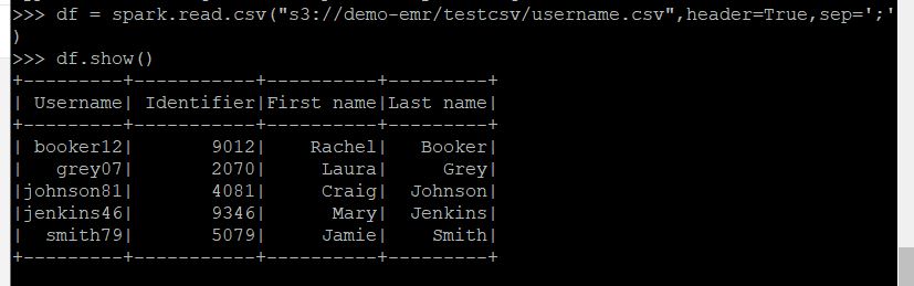 AWS EMR: Read CSV file from S3 bucket using Spark dataframe