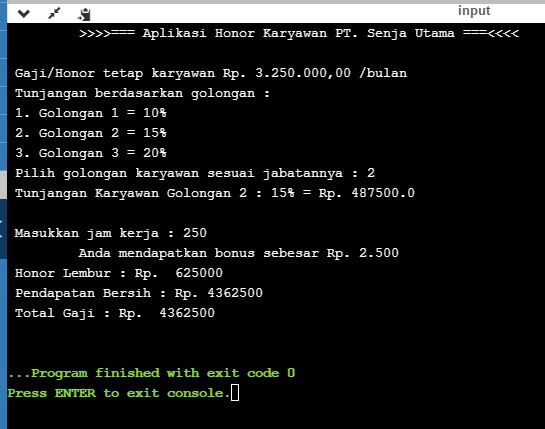menhitung gaji karyawan berdasarkan golongan (python).. tugasku ...