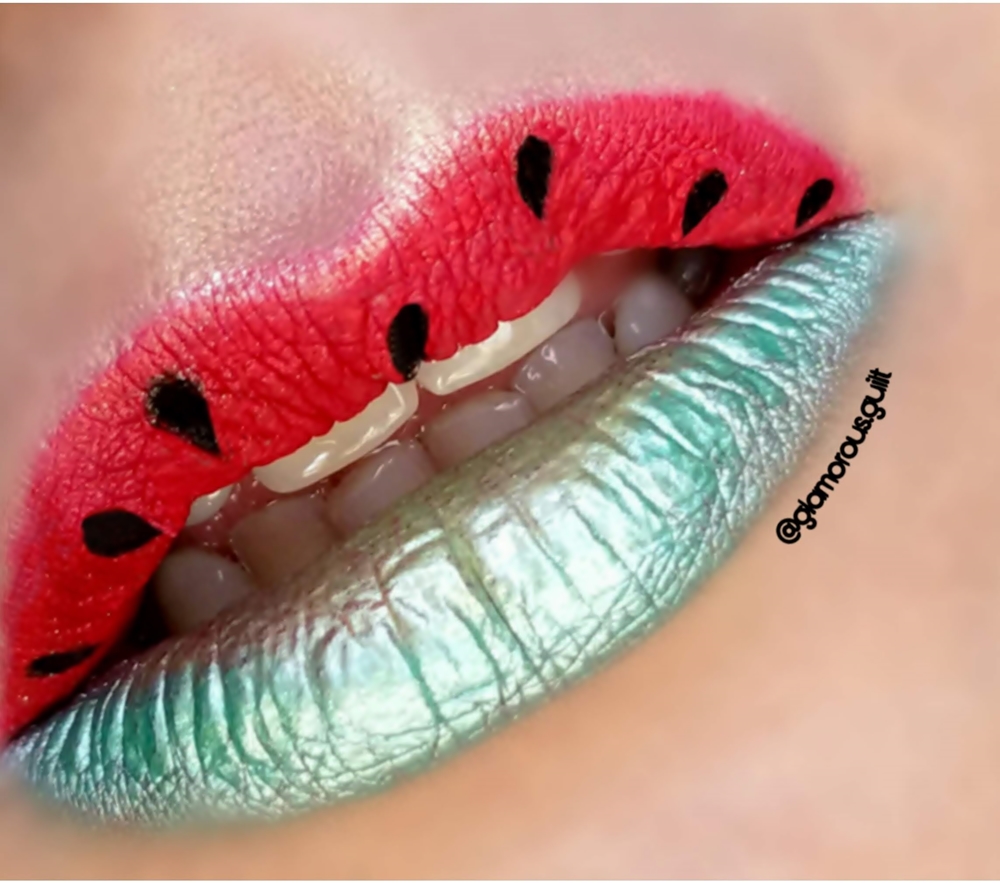 Water Melon Inspired Makeup and Lip Art