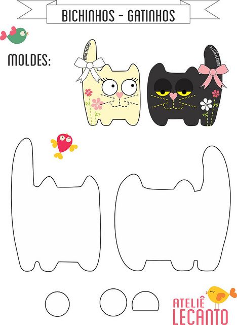 20 Molde de gato para imprimir em Feltro e EVA