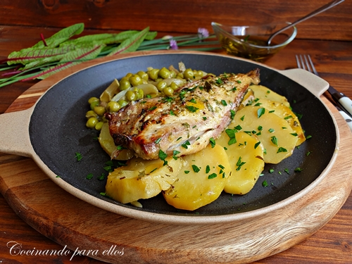 Cocinando para ellos : FILETES DE JUREL O CHICHARRO AL HORNO CON GUISANTES