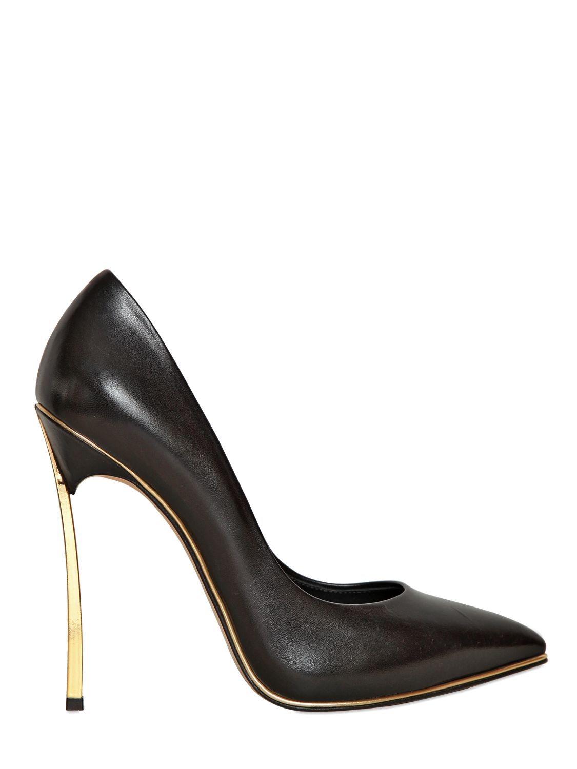CASADEI BLADE BLACK CALFSKIN LEATHER / GOLD HEEL & TRIM - Reed Fashion Blog