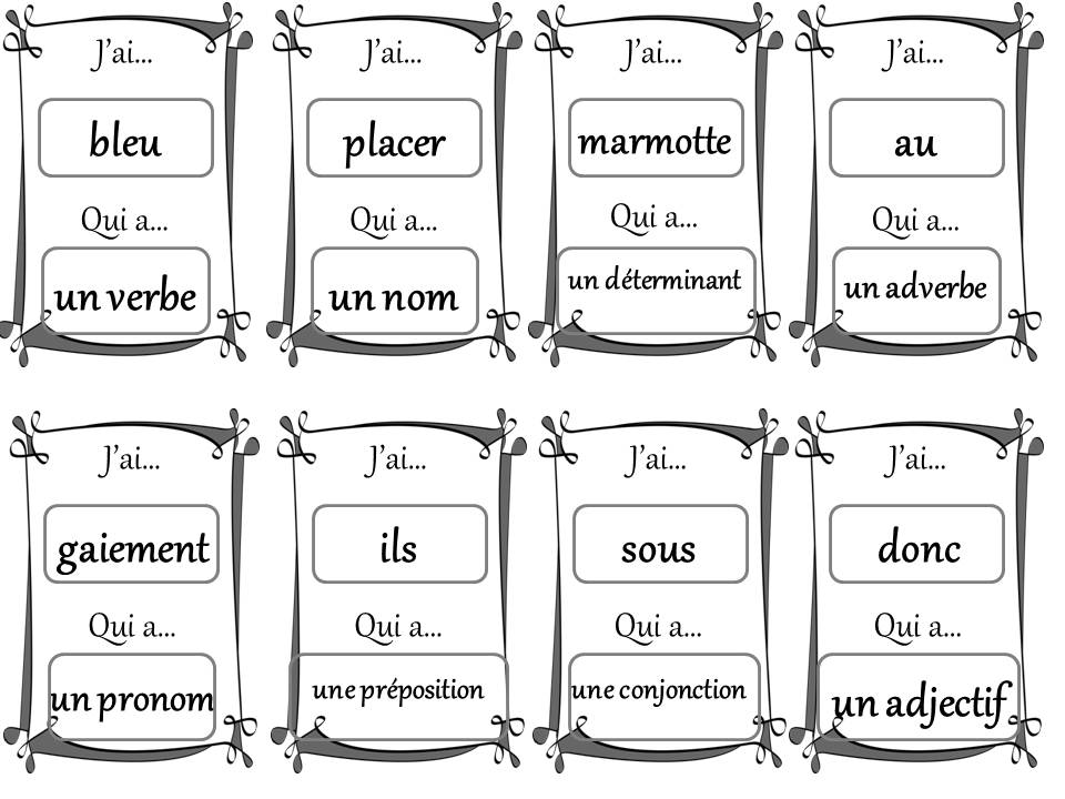 J'ai... qui a ? Les classes de mots