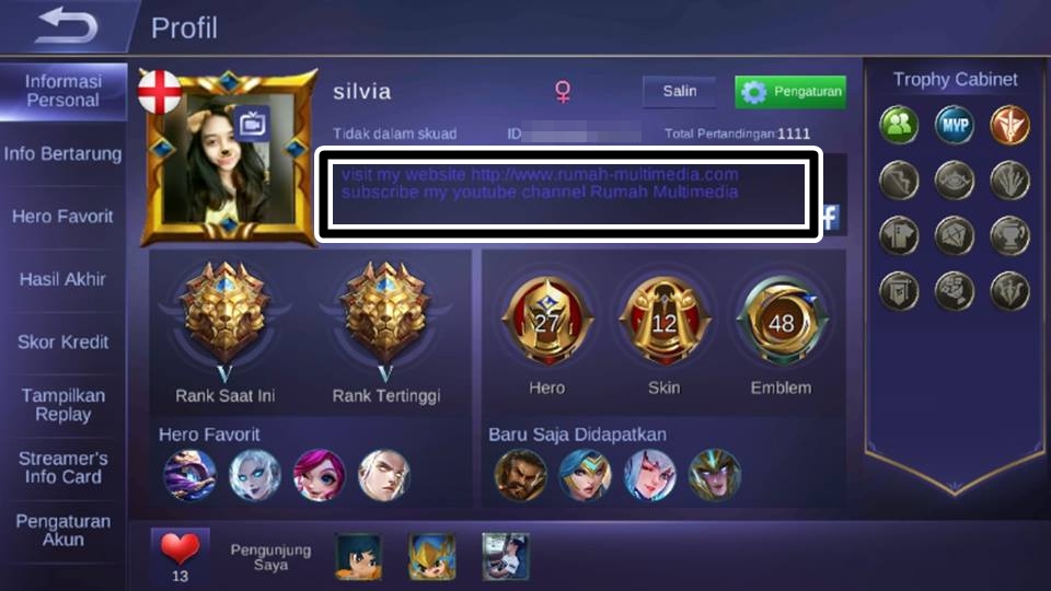 Cara Membuat Status Berwarna di Profil Mobile Legends - JalurGames
