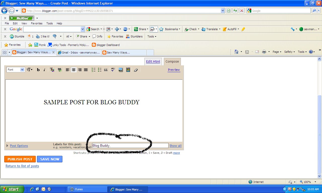 Sew Many Ways...: Blog Buddy...Adding Labels to Posts and Side Bar