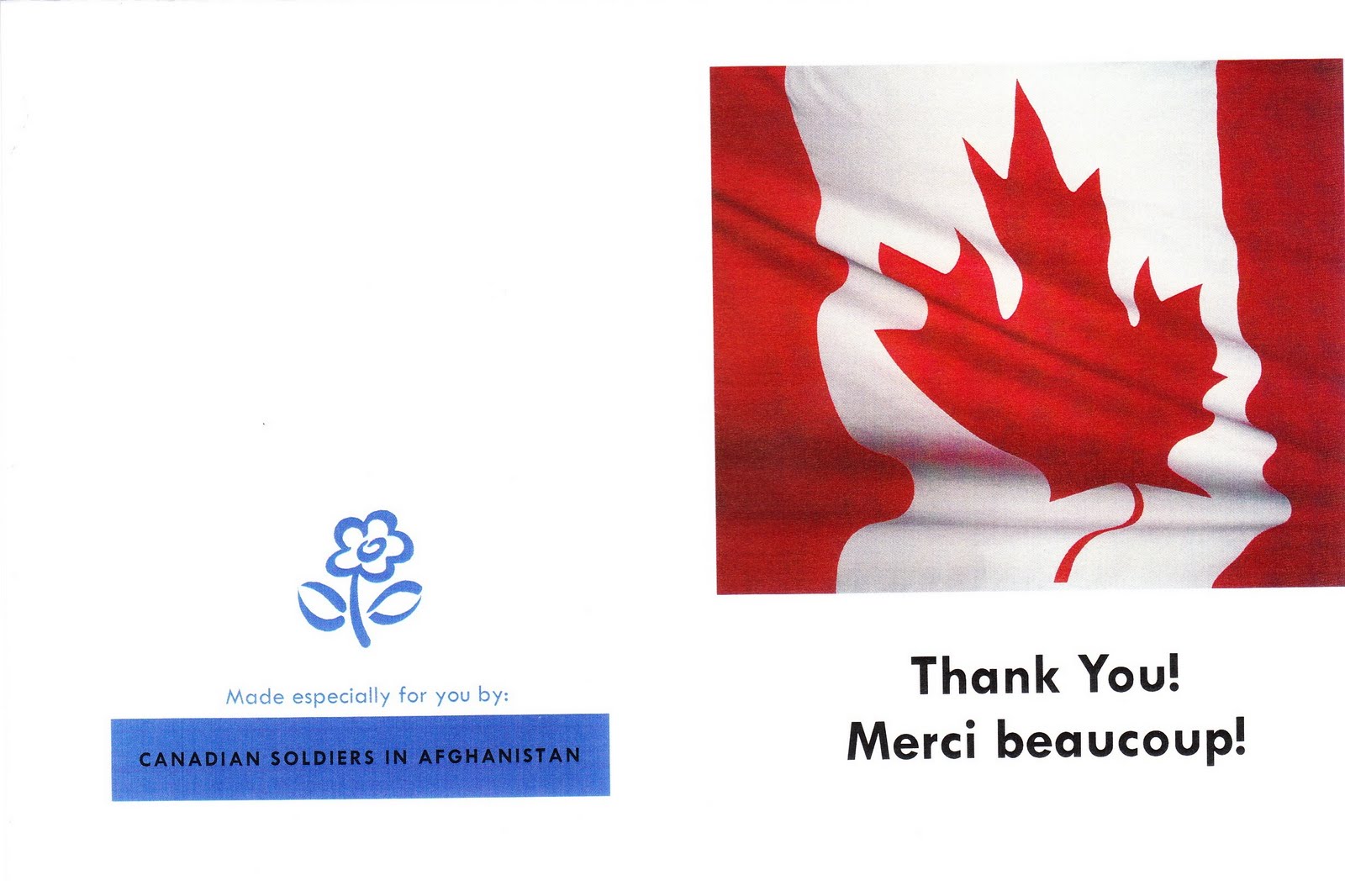 Freddy K's Blog-Off: Thank you Card from the Canadian Forces