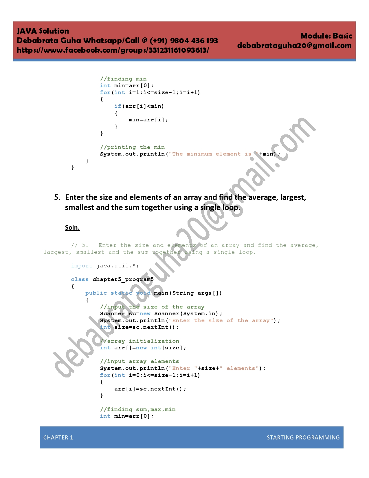 JAVA SOLUTION (Chapter 5 ) : Single Dimension Array