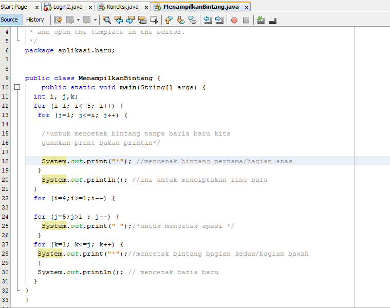 Cara Membuat Pola Bintang Pada Java Netbeans - Penganut ilmu