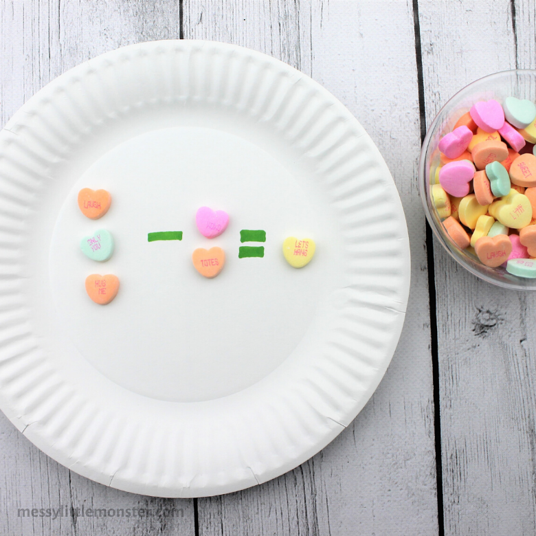 Valentine Conversation Heart Math - Messy Little Monster