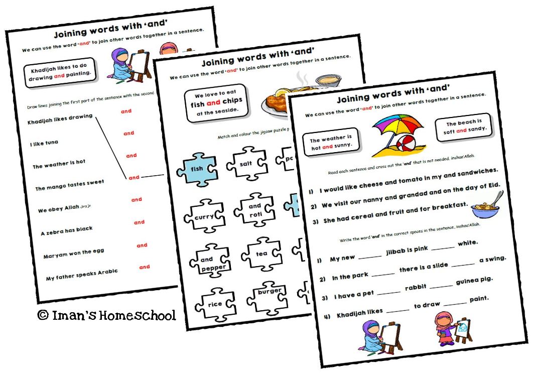 Iman's Homeschool ~ The Curriculum: Joining Words with 'and'