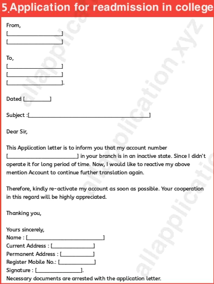 Application For Bank Account Reopen【 FOR ALL BANKS】5+ Samples in Latest ...