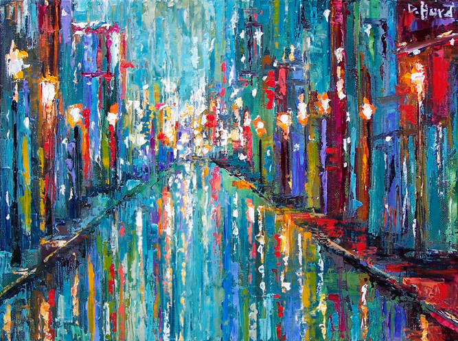 Debra Hurd Original Paintings AND Jazz Art: Abstract Cityscape Painting ...