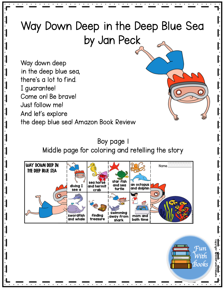 WAY DOWN DEEP IN THE DEEP BLUE SEA BOOK CRAFT ~ Book Units by Lynn