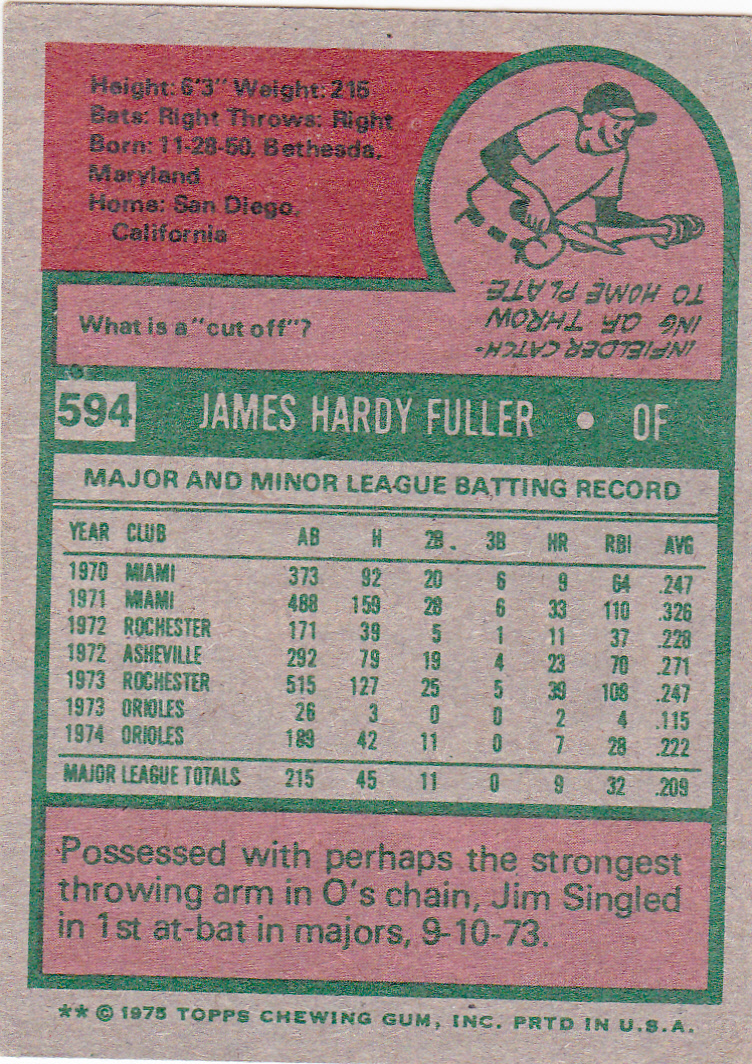 1975 Topps (it's far out, man): #594 - Jim Fuller