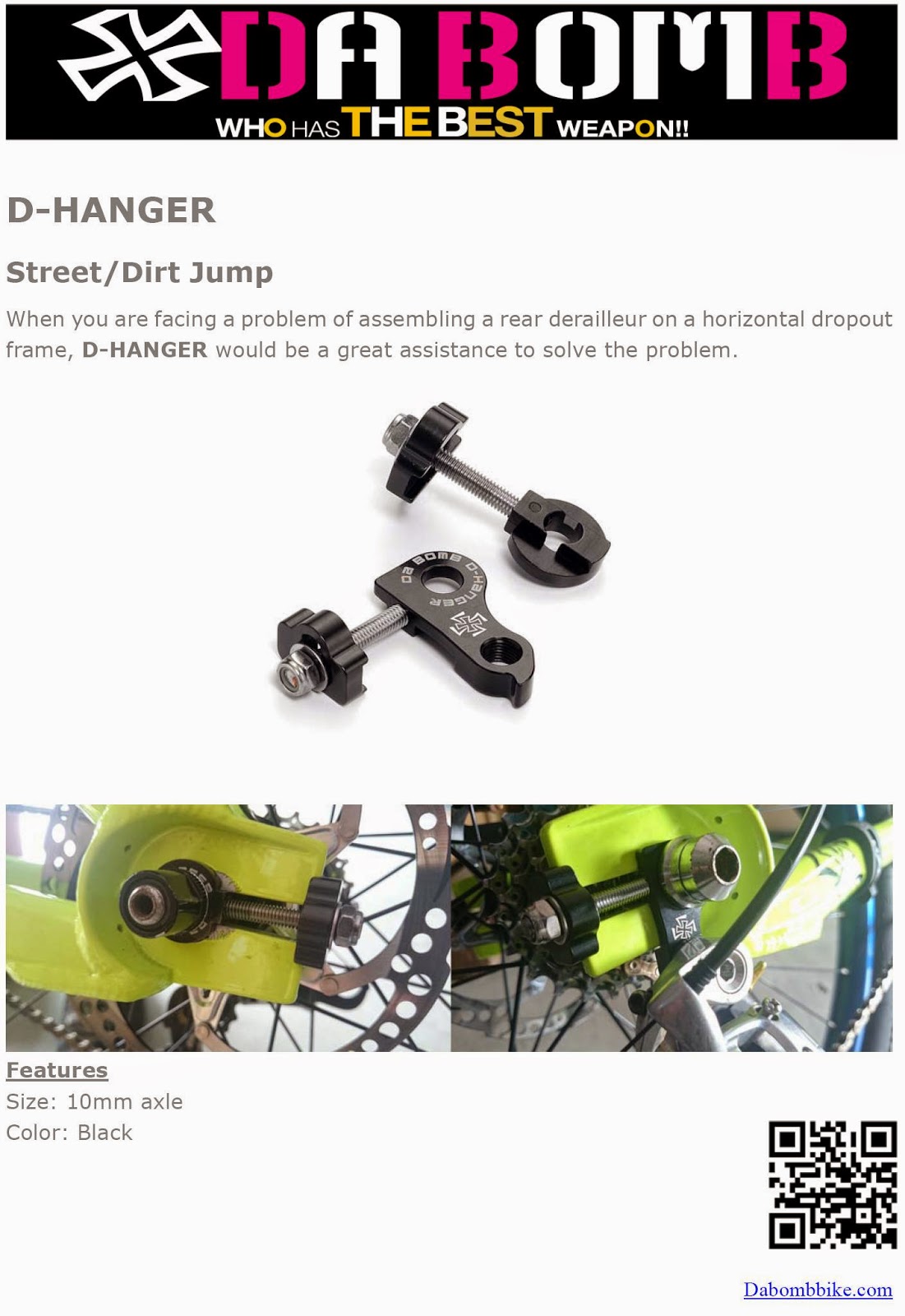 DA BOMB Bikes: Extreme MTB Frames & Components: D-HANGER