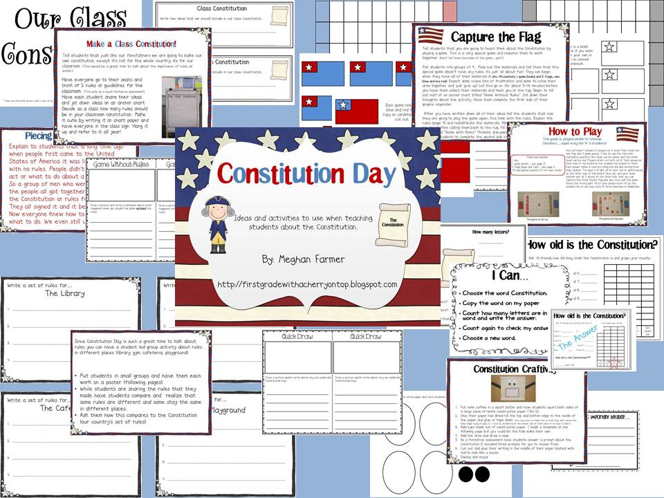 First Grade with a Cherry on Top: Constitution Day