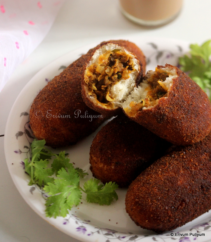 Erivum Puliyum: Bakery Style Meat Rolls (Step by Step Pics)