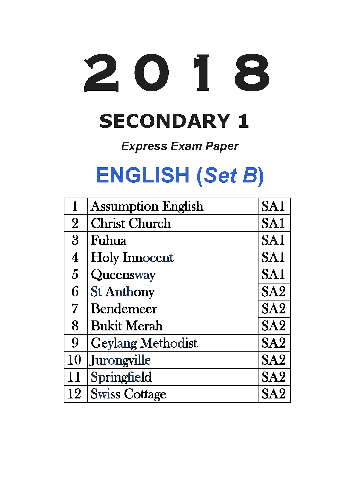 Jack Exam Paper : Secondary 1