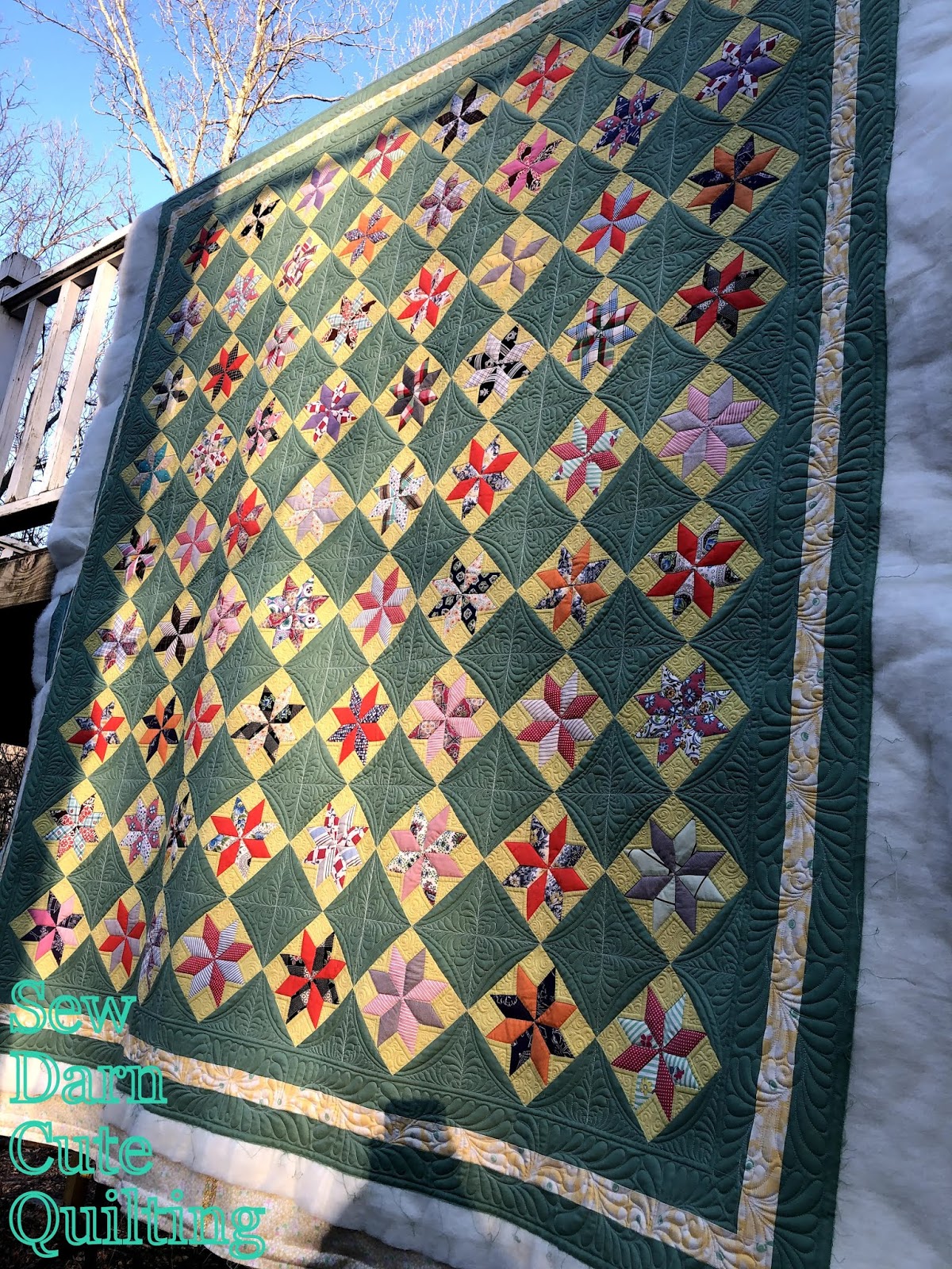 Feathered Vintage Green Quilt