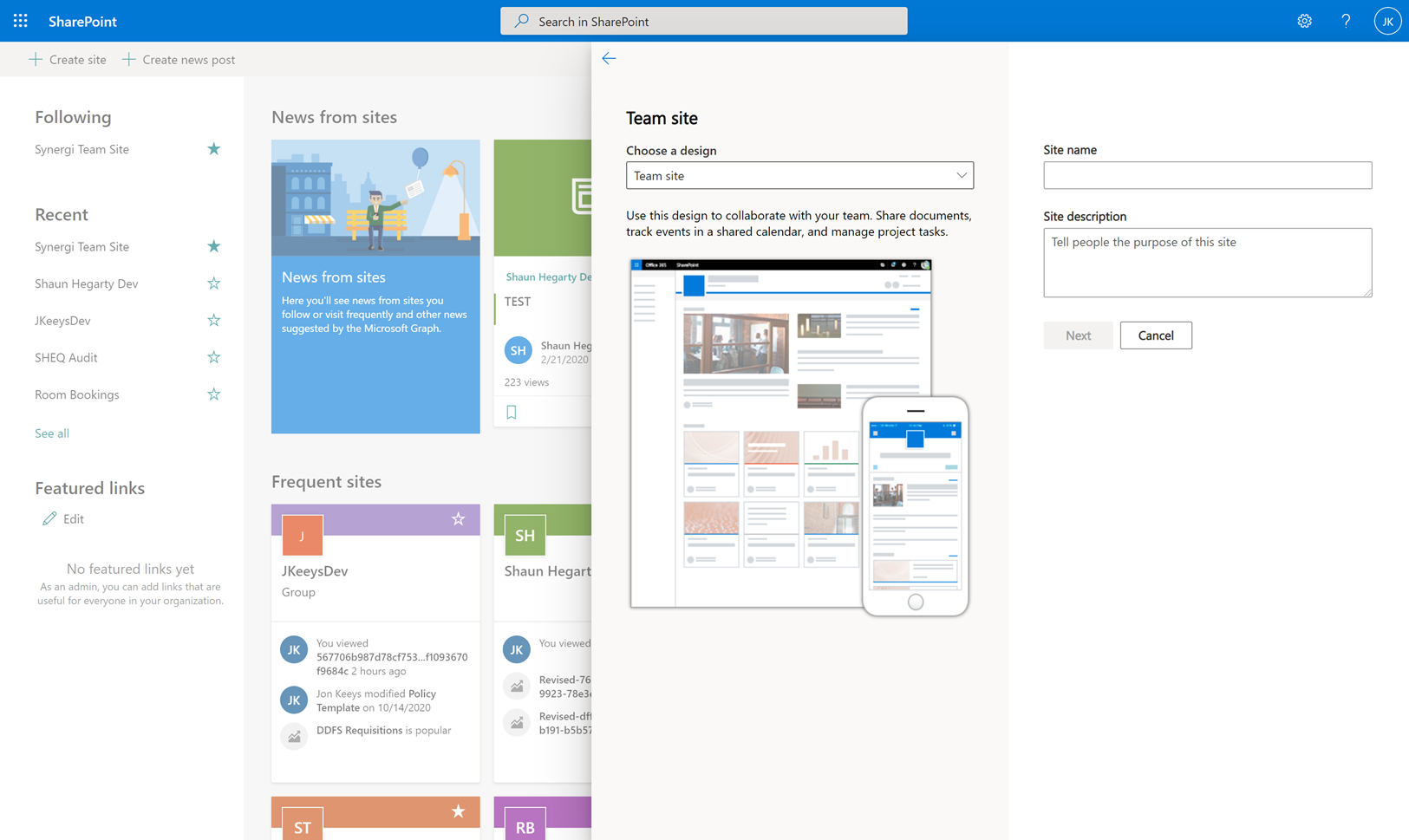 How To Create a SharePoint Site