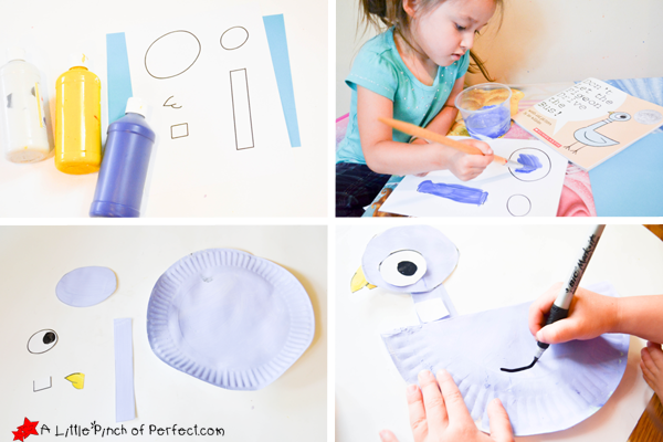 Pigeon Paper Plate Craft and Printable Template Inspired by Mo Williems ...