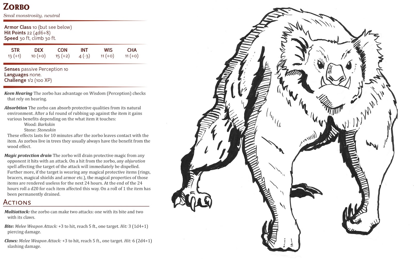 Inktober Monstrosities: Z for Zorbo