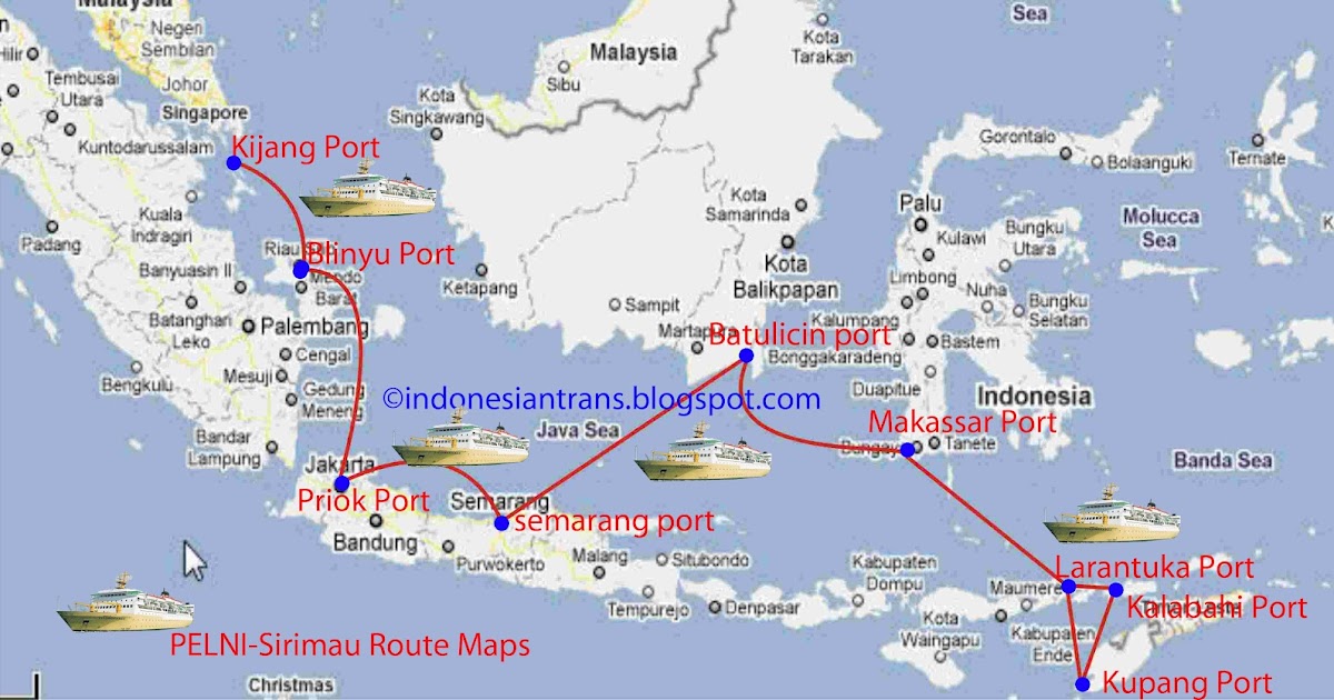 routes map: Sirimau ship routes map