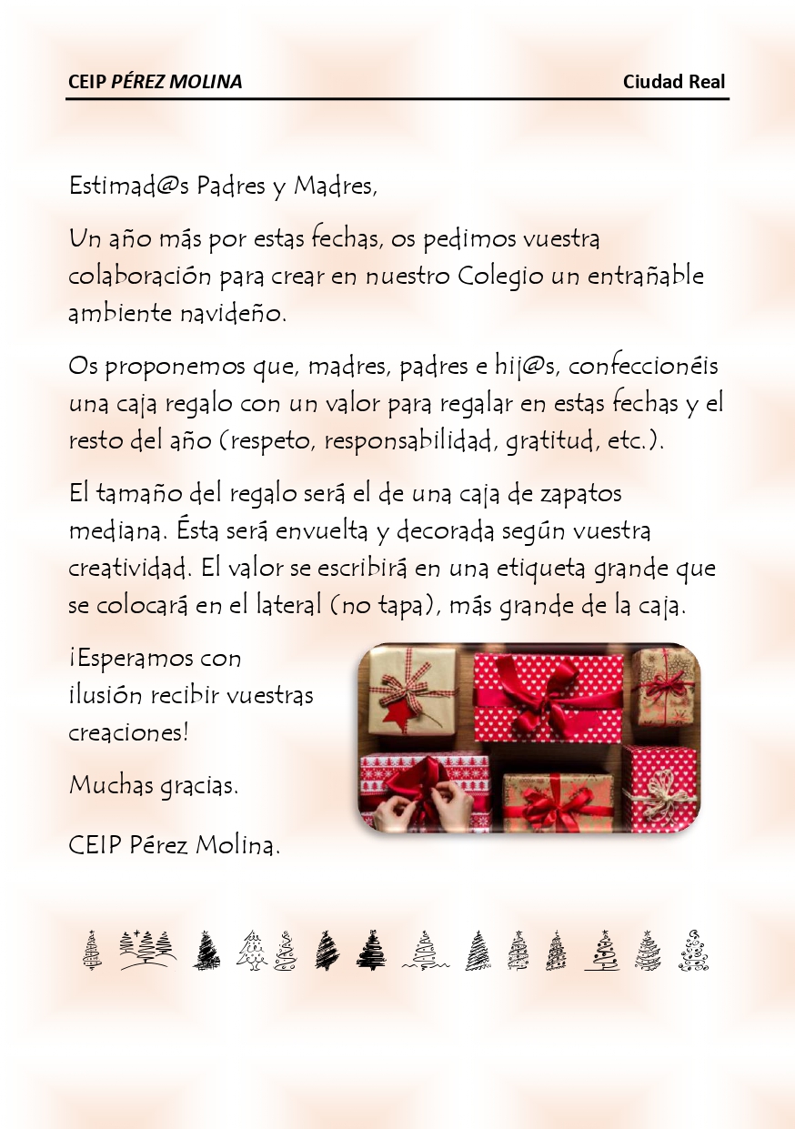 CEIP PÉREZ MOLINA: ¡REGALAMOS VALORES EN NAVIDAD!