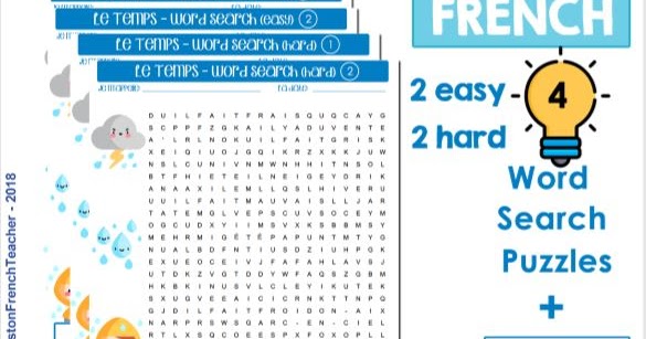 French weather activities - Le Temps Word Search (wordsearch) Activity ...