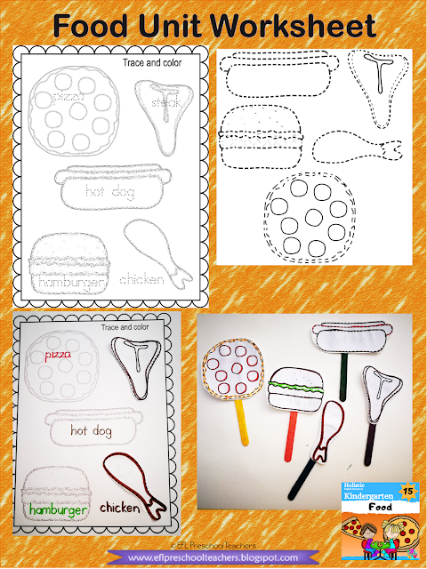 ESL/EFL Preschool Teachers: Food Unit Worksheets