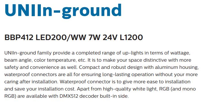 PHILIPS - BBP412 LED200/WW 7W 24V L1200 | PEDESTRIAN LIGHTING