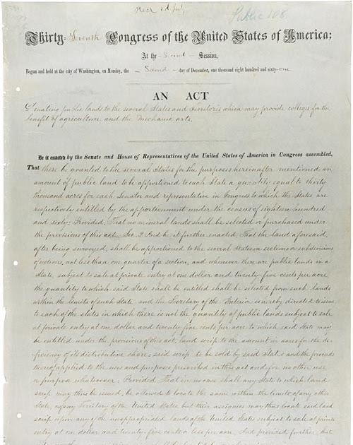 Newark Earthworks Center's Blog: SENATOR MORRILL ACT OF 1862