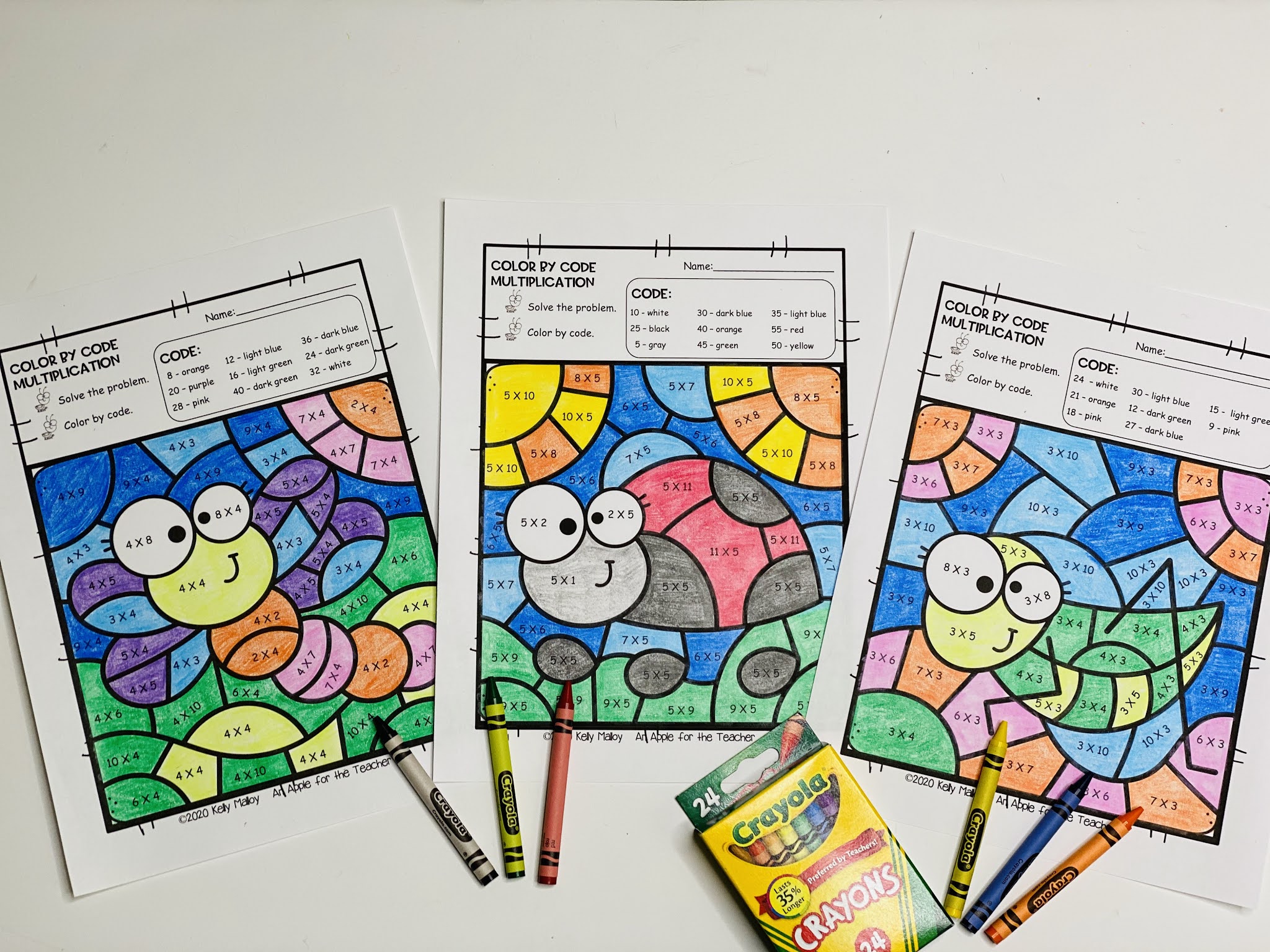 An Apple For The Teacher: Bugs Color By Number Math Facts Practice