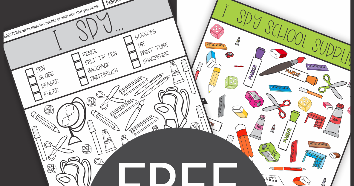 KM Classroom: Free Back to School I Spy School Supplies