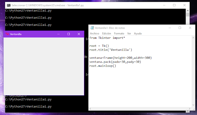 Ejemplos de Python con la librería Tkinter usando Bloc de Notas