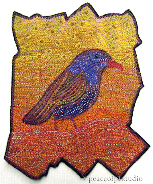 peaceofpi studio: Purple Bird Thread Art Quilt