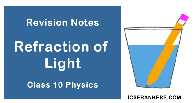 Revision Notes for Refraction of Light Class 10 Physics ICSE