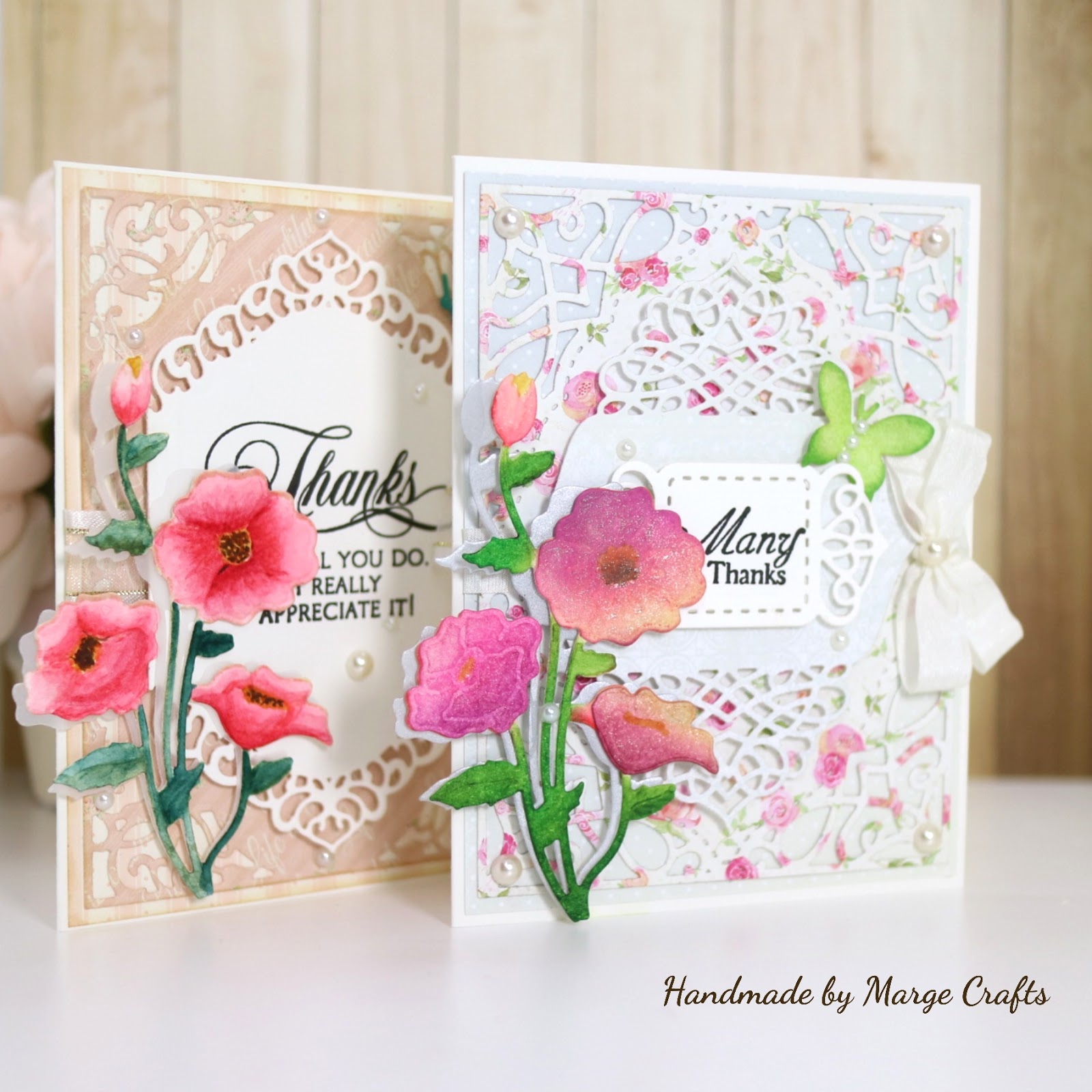 Marge Crafts: [Spellbinders] Romantic Flower Cards using Poppies Etched ...