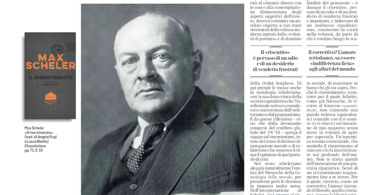 materialismo storico: "Il risentimento" di Max Scheler