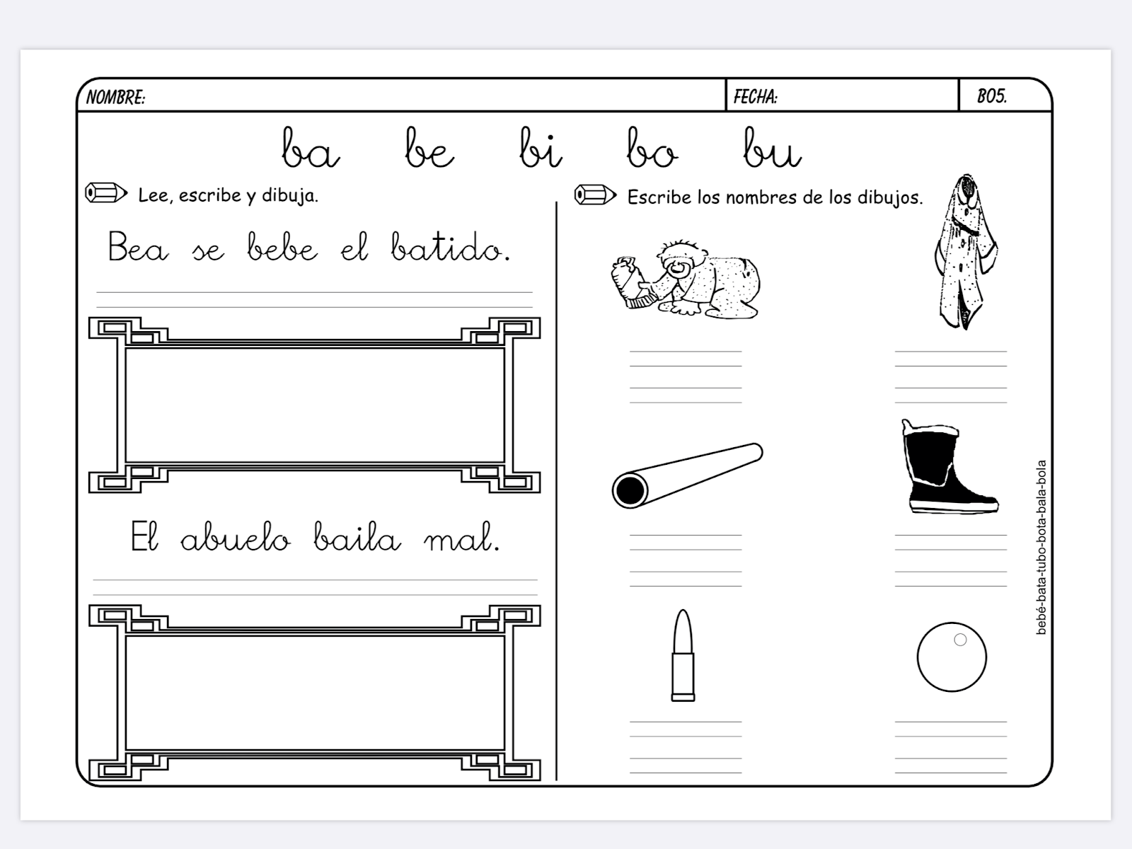 APRENDEMOS JUNTOS: FONEMA B