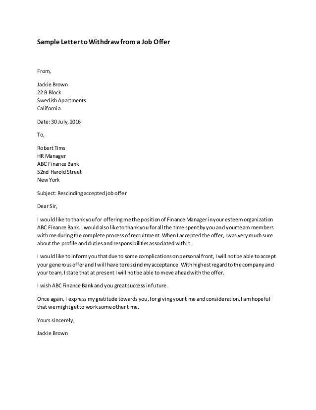 Job Offer Cancellation Letter Confirmation Letter job-offer-cancellation-letter-confirmation-letter