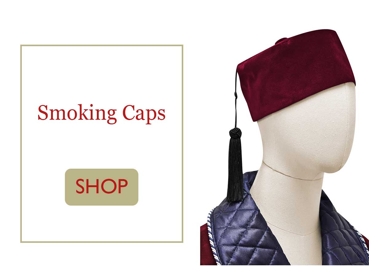 Gentleman's Velvet Smoking Hat, Dressing Gown and Smoking Jacket