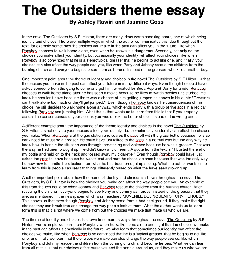 Outsiders Essay Questions ~ Resume Letter