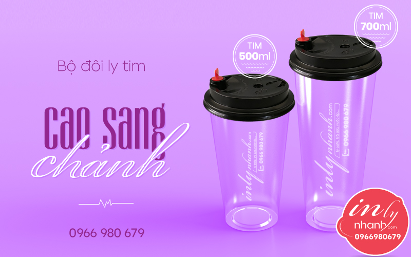 Ly Tim 700ml Nắp nút Tim Cao Sang Chảnh
