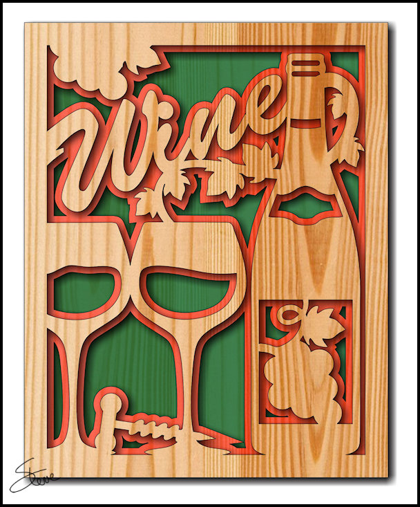 Scrollsaw Workshop: Three Layer Wine Bottle Art Scroll Saw Pattern