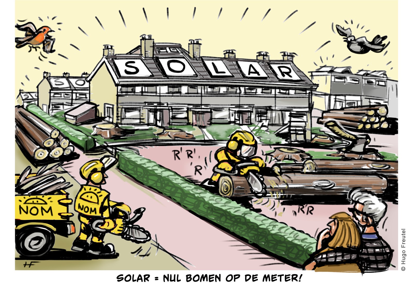 Politieke Prenten: cartoon: Solar is Nul Bomen op de meter