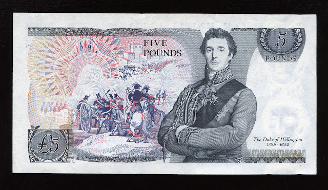 Bank of England Banknotes 5 Pounds Note 1980 Duke of Wellington & Queen ...