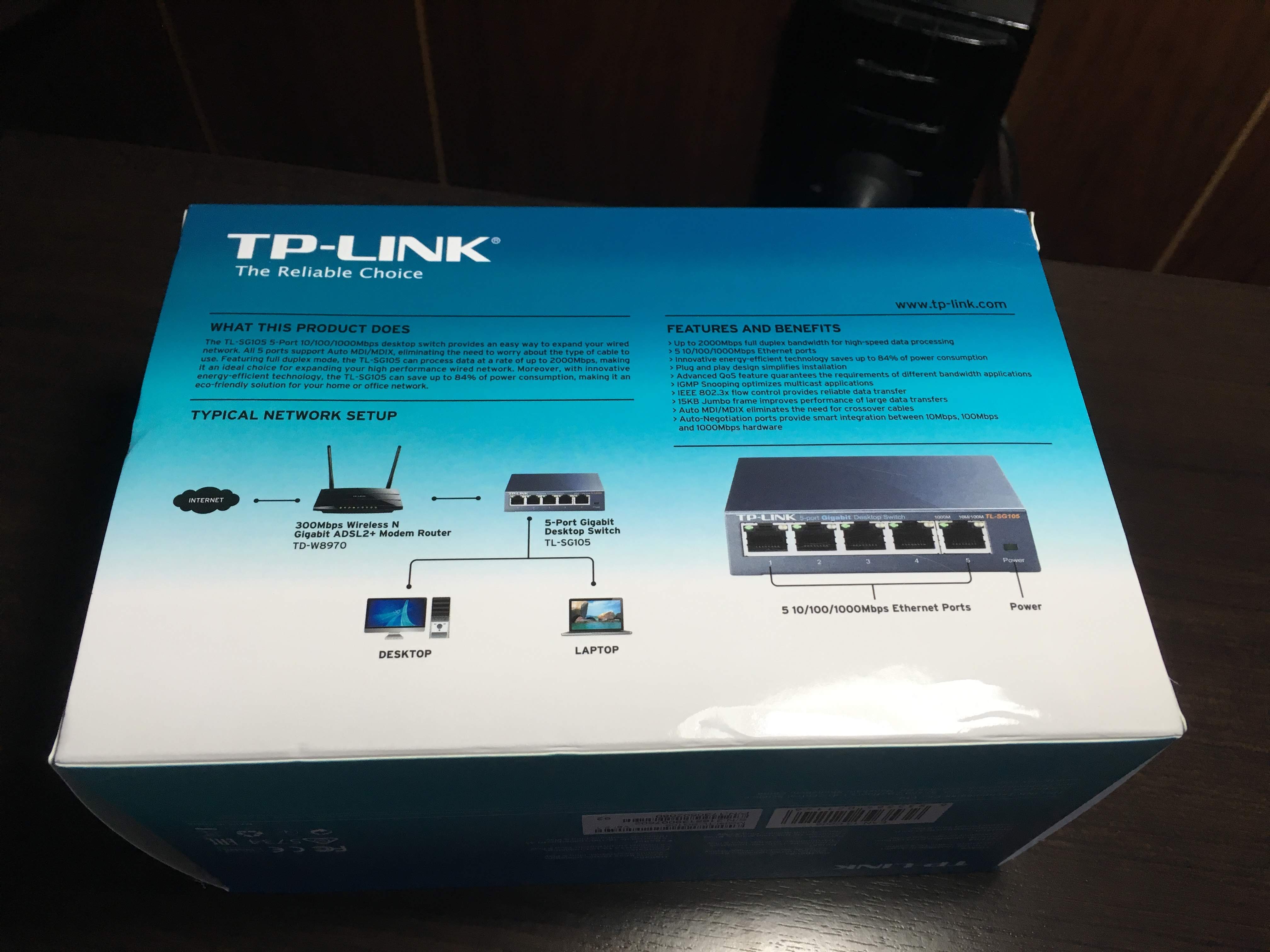 Desktop Switch TP Link TL SG105 - 5 Port Gigabit - 10/100/1000Mbps