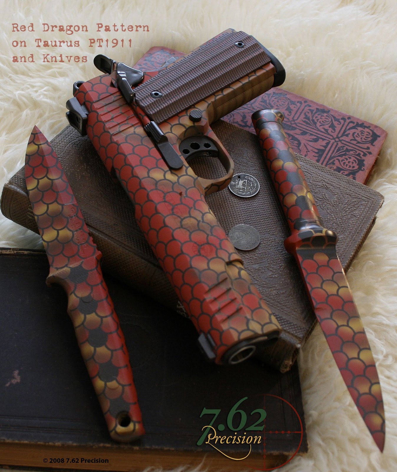 Fire Gun Wallpaper: Taurus PT1911 red-dragon